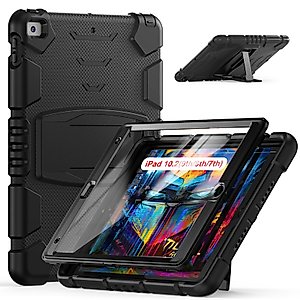 RUGGYCASE iPad 10.2 inch Case, Heavy Duty Shockproof iPad 9th/8th/7th Generation Case with Screen Protector - iPad Hard Shell Case for 9th Generation (Black)…
