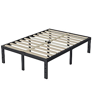 ZIYOO King Size Bed Frame 14“ High, 3” Wide Solid Wood Slats 3500lbs Support Mattress Foundation No Box Spring Needed/Noise Free/Easy Assembly