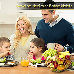 DMAR Wire Fruit Basket Gold Fruit Bowl for Kitchen Counter Wave Fruit Basket Serving Bowl Wire Fruit Dish for Fruits and Veggies