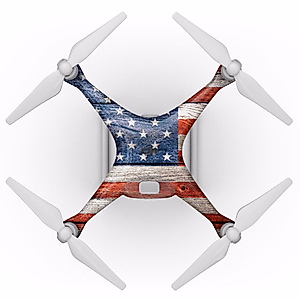Design Skinz Design Skinz Wooden Grungy American Flag Full-Body Wrap Decal Skin-Kit Compatible with The Drone DJI Inspire 2