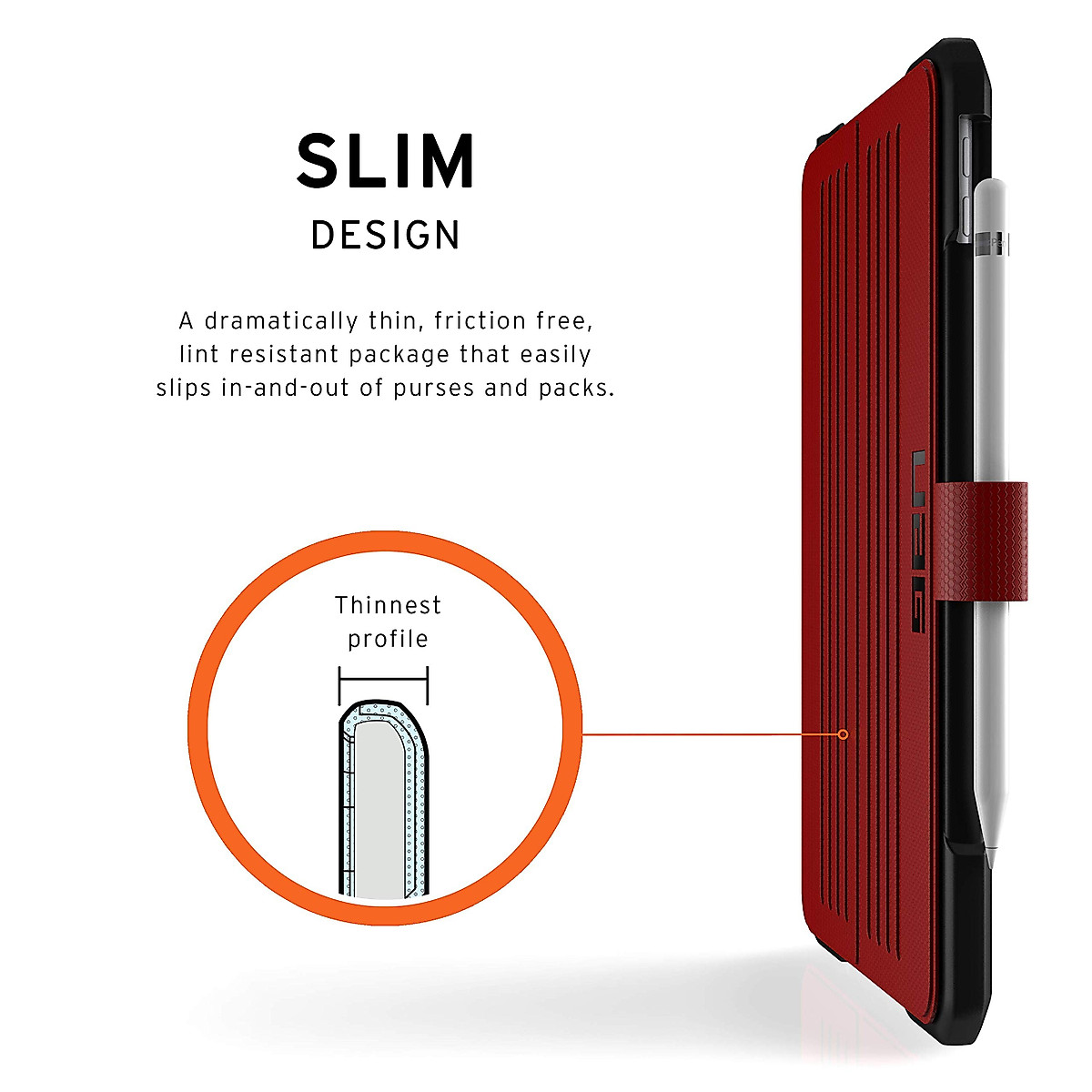 URBAN ARMOR GEAR UAG Designed for iPad 10.2 Case Red Magma, 9th Generation 2021, 8th Gen 2020, Rugged Heavy Duty Protective Durable Folio Cover & Kick Stand, w/Pencil Stylus Holder, Metropolis Series