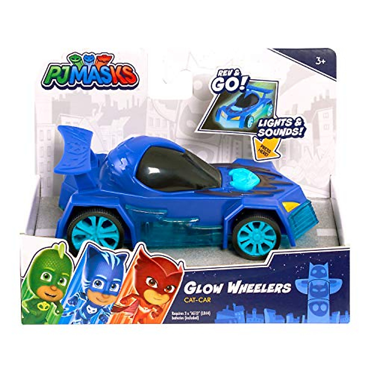 PJ Masks Glow Wheelers Cat-Car, Kids Toys for Ages 3 Up by Just Play
