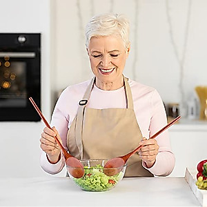 HANSGO Wooden Spoons for Eating, 6PCS 12 Inch Wood Soup Spoons Long Handle Spoons Table Spoon Serving Spoons with Japanese Style Utensil Set for Kitchen Cooking Mixing Stirring