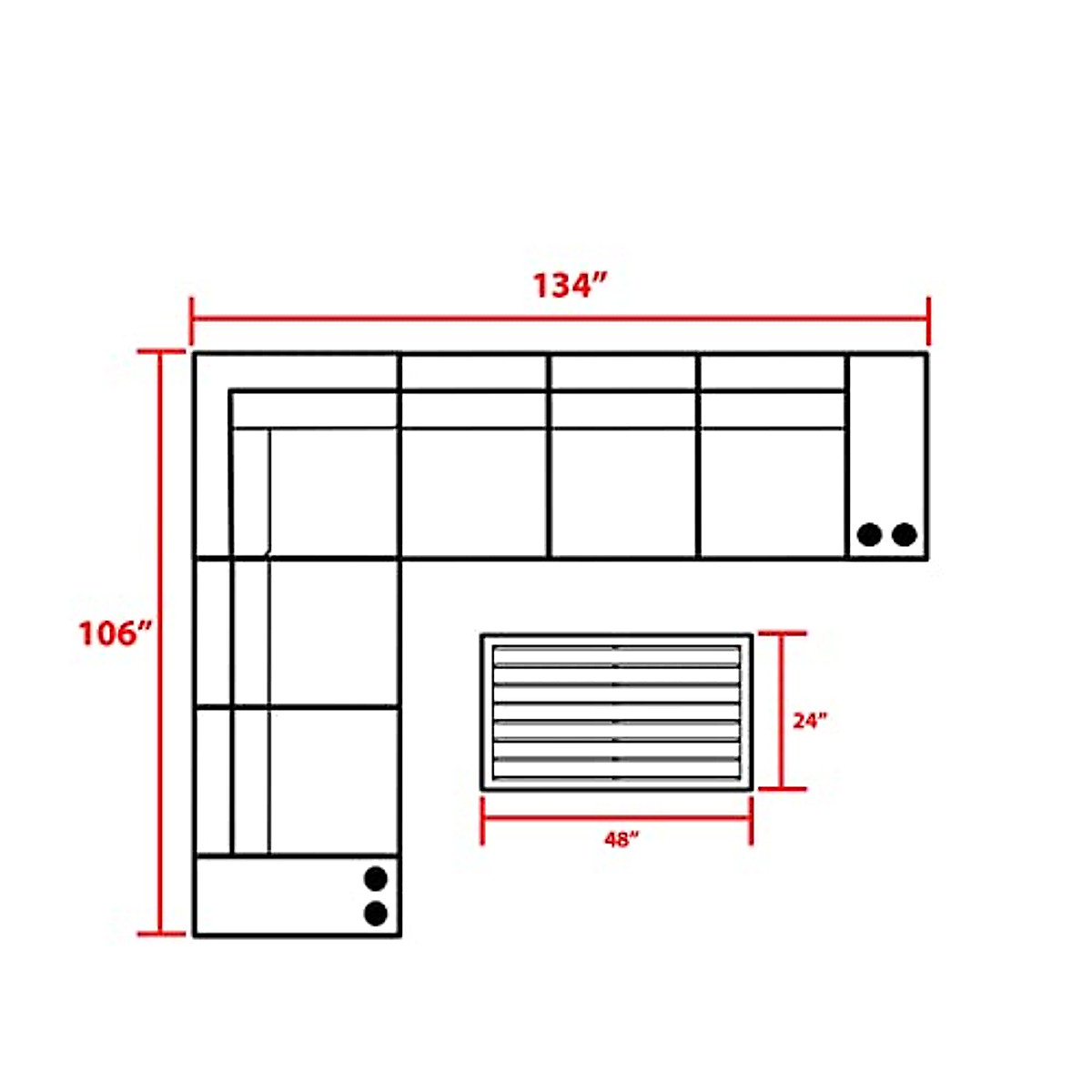 TK Classics Florence Sectional Seating Group with Cushions 9 Piece Outdoor Wicker Patio Furniture Set, Navy