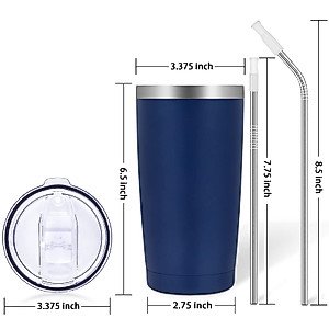 Futtumy 6 Pack Stainless Steel Travel Tumblers, 20 Oz Tumbler with 12 Lids, Insulated Coffee Tumblers, Double Wall Travel Tumblers, Thermal Cup, Powder Coated Coffee Cup for Hot Cold Drinks(Navy Blue)