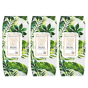 Body Prescriptions Tea Tree Facial Wipes, Moisturizing, Deep Cleansing Face Towelettes, Refreshing + Nourishing, Gentle Cleansing Cloths, 50 Count (Pack of 3), Tea-Tree