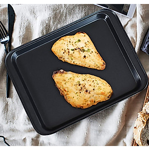 Jucoan 4 Pack Small Baking Sheet Cookie Sheet for Toster Oven, 9.5 x 7.1 Inch Mini Cookie Tray, Nonstick Carbon Steel Half Toaster Oven Pan Tray Replacement Bakeware Sheet Pan Set for Kitchen