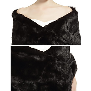 BEAUTELICATE Women's Faux Fur Shawl Stoles Wrap for Bridal/Wedding/Party