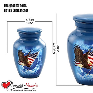 American Glory Keepsake Urn - American Flag with Eagle Mini Urn for Ashes - Token Urn - Patriotic Mini Jar - American Flag Soaring Eagle Sharing Urn with Premium Case & Velvet Bag (Keepsake)