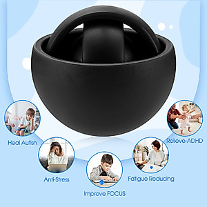 Mebokee Fidget Gyroscope Fidget Spinner Toy Party Favors Finger Toy Hand Fidget Spinner for Adult Kids -ADHD Anxiety Toys Stress Relief Reducer Black