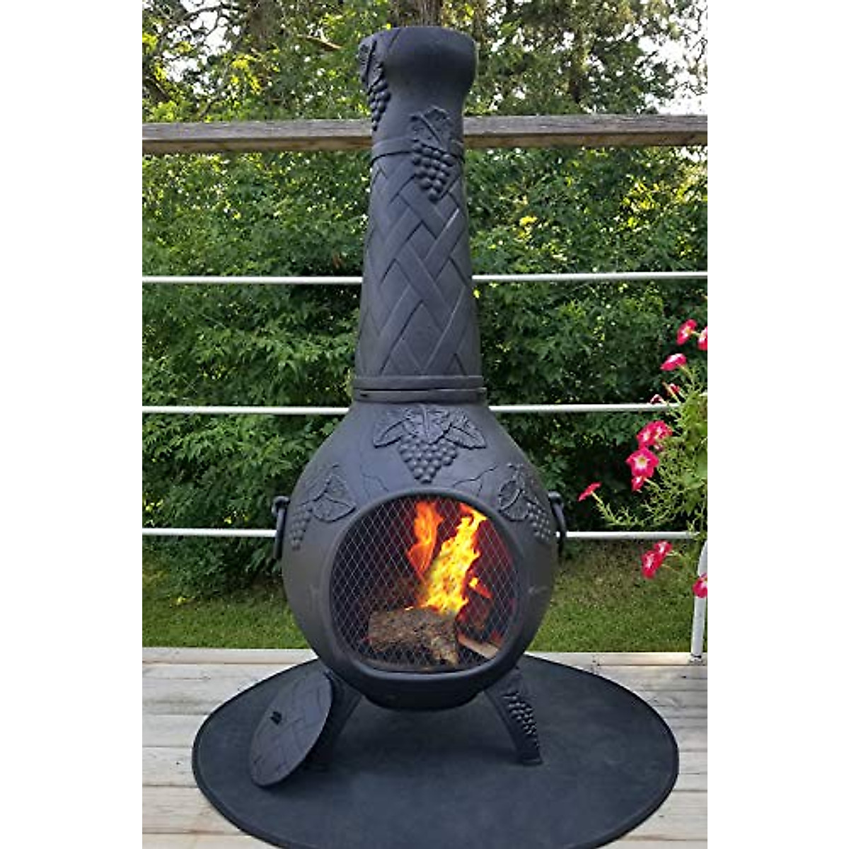 The Blue Rooster Grape Cast Aluminum Chiminea in Charcoal