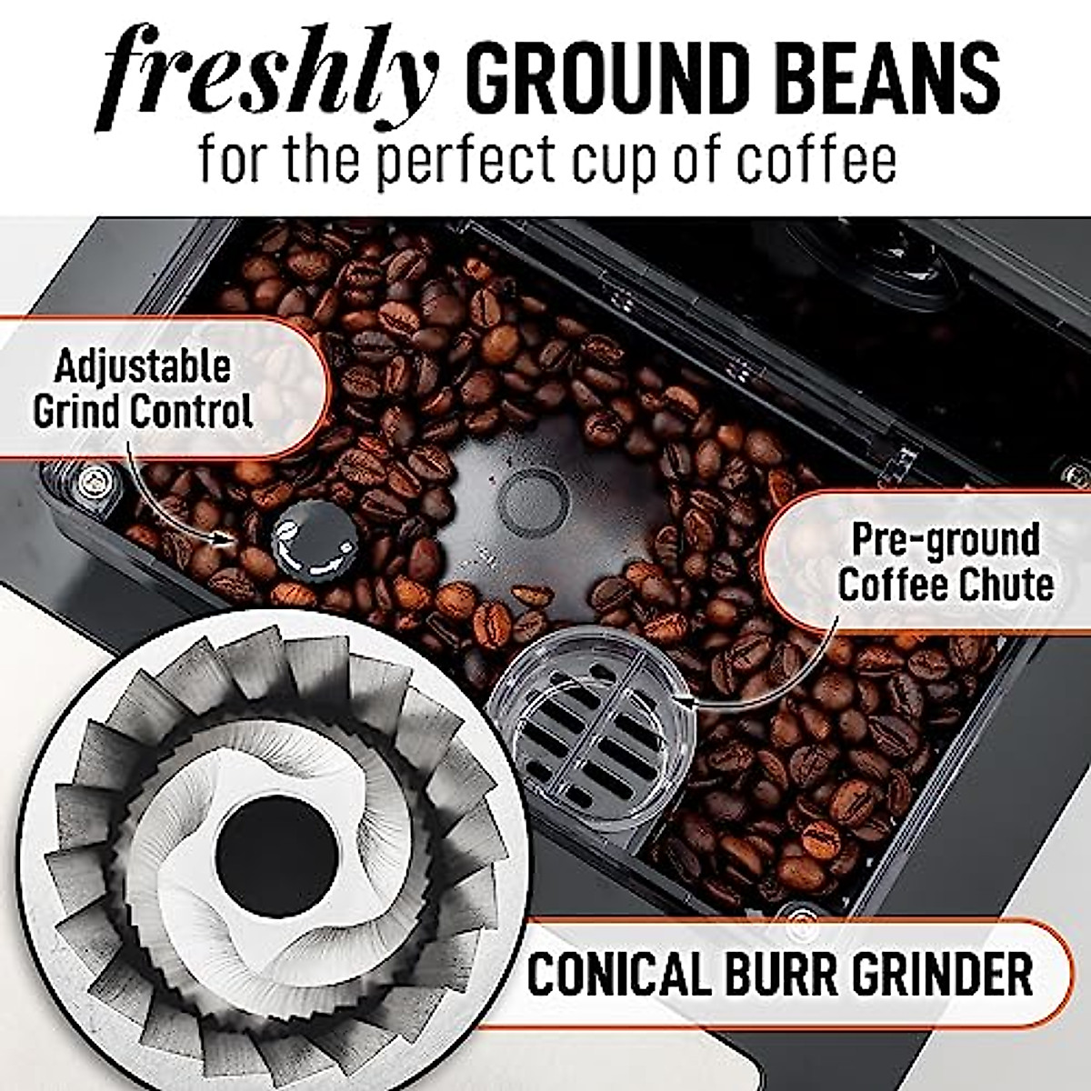 Zulay Kitchen Magia AMPRO Automatic Espresso Machine with Grinder & Milk Frother - Fully Automatic Coffee Machine with Touch Screen, 4 Customizable Recipes - Coffee Maker with Grinder Built In