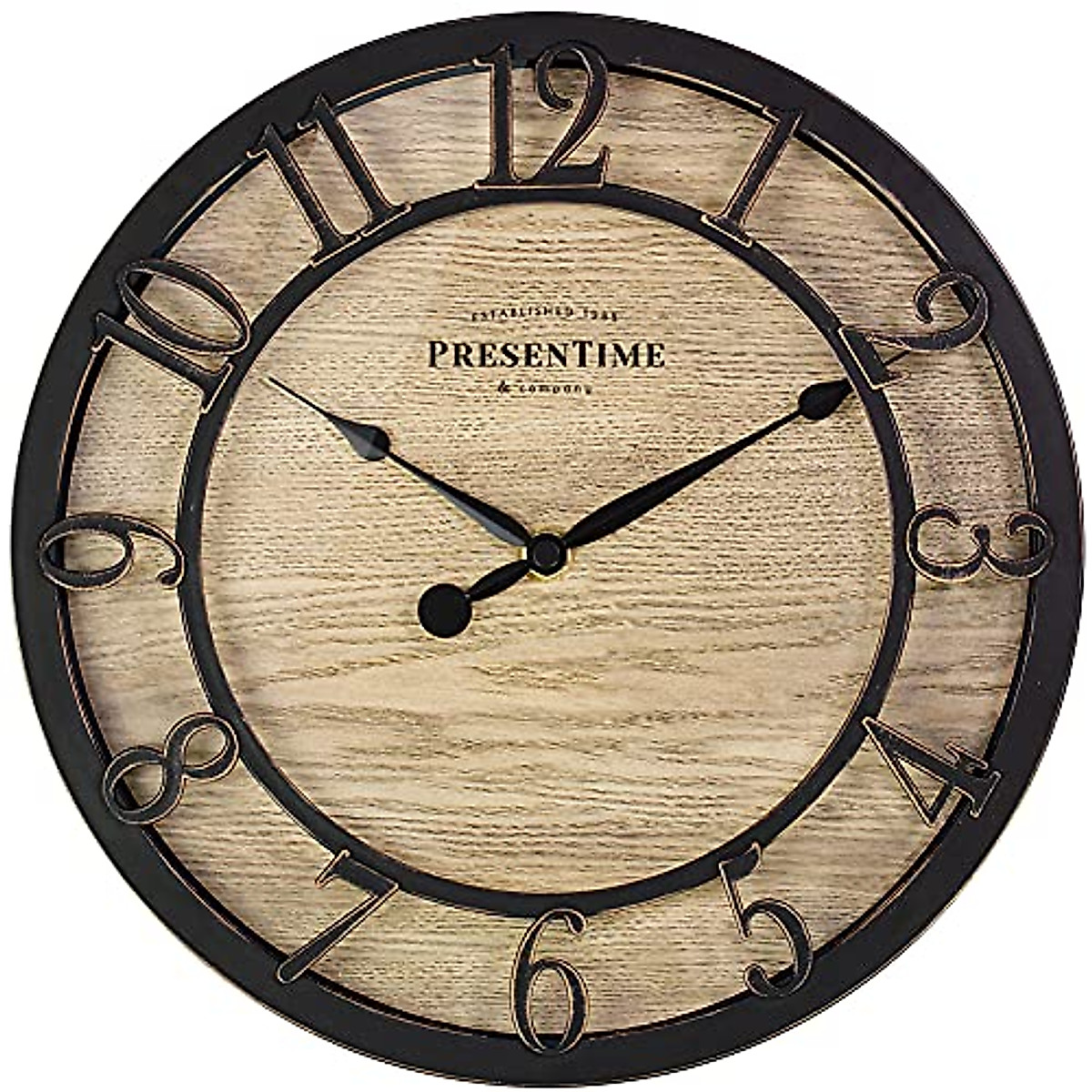PresenTime & Co 10" Farmhouse Series Wall Clock, Cottage Style, Vintage Design, Oil Rubbed Bronze