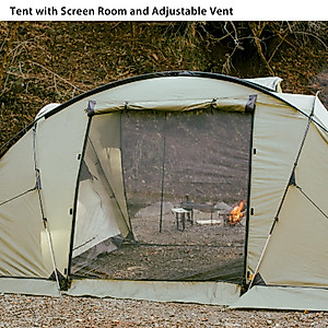 S'more Deeper Glamping Tent with Porch, 2/3/4/5/6 Person Durable Weatherproof Camping Tent, Large Family Tent with Room Divider, Easy Setup Tent with Screen Room