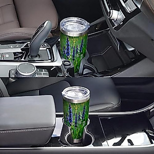 Jesmacti 20Oz Womens Tumbler Carpet Bugleweed Common Bugleweed Ajuga Reptans Blue Weed Flower Spikes Spring Focus Flowers Modern Tumbler Travel Mugs Insulated for Hot and Cold for Office