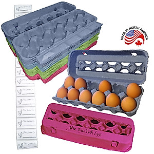 Narrow Gate 15PCS Egg Cartons - Multi Colored Eggs Carton for Fresh Farm Chicken Eggs - Reusable Paper Cardboard 12-Count Egg Holder - Bulk Chicken or Duck Egg Box (Green/Pink/Blue)