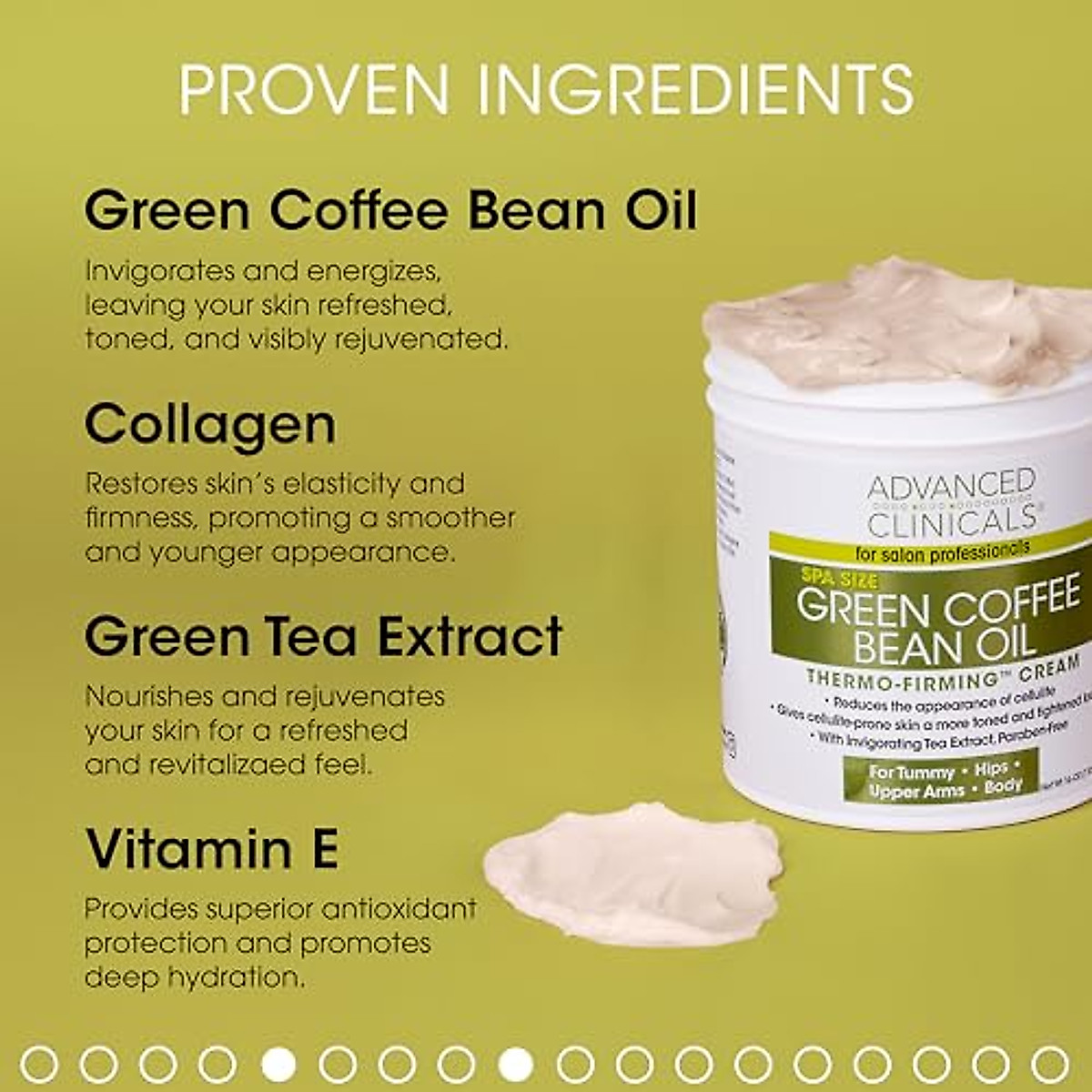 Advanced Clinicals Thermo-Firming Green Coffee Bean Moisturizer Body Cream | Anti Cellulite Caffeine Firming Lotion For Legs, Arms, & Body | Skin Care Products | Aging Skin Tightening Cream, 2-Pack