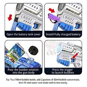 JoyPlanet Electric Massive Bubble Gun Automatic Bubble Machine Bubble Blower Bubble Maker 700 ml for Kids Boys Girls Adults Outdoor Summer Party Wedding Birthday Gifts (Blue)