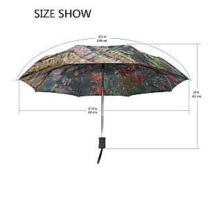 AHOMY Auto Open Close Umbrella, Flower Watercolor Monet Folding Travel Umbrellas for Rain and Sun