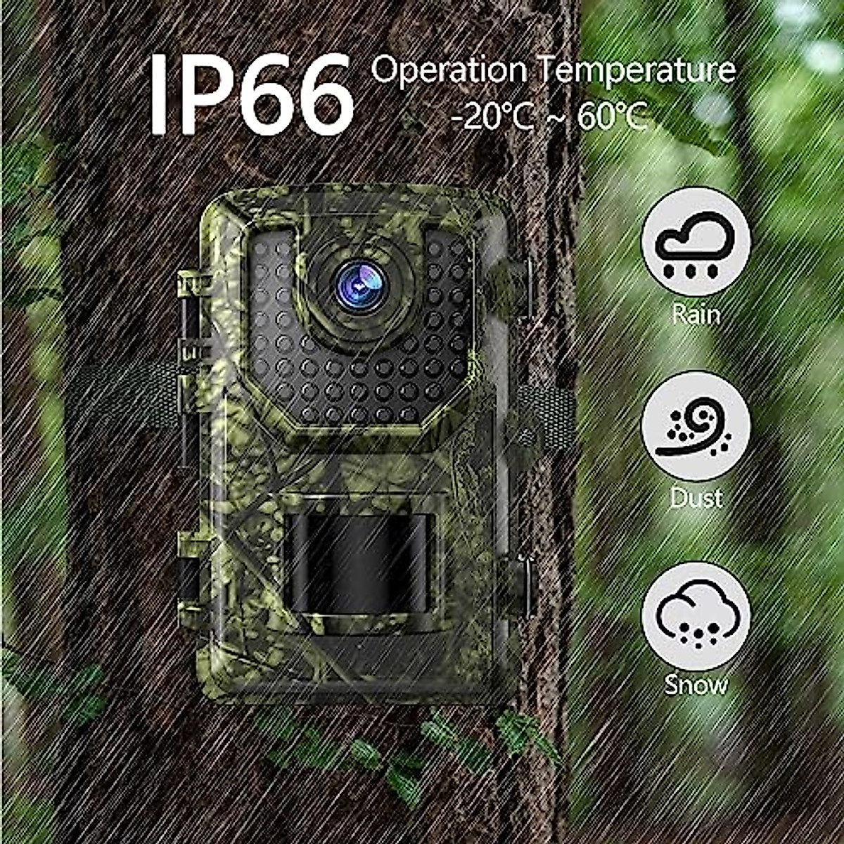 Trail Cameras with Night Vision Motion Activated Waterproof, Game Camera 32MP 1296P, Hunting Camera with 0.1S Trigger Speed, 120°Wide Angle Deer Camera with No Glow Infrared LEDs for Outdoor Wildlife