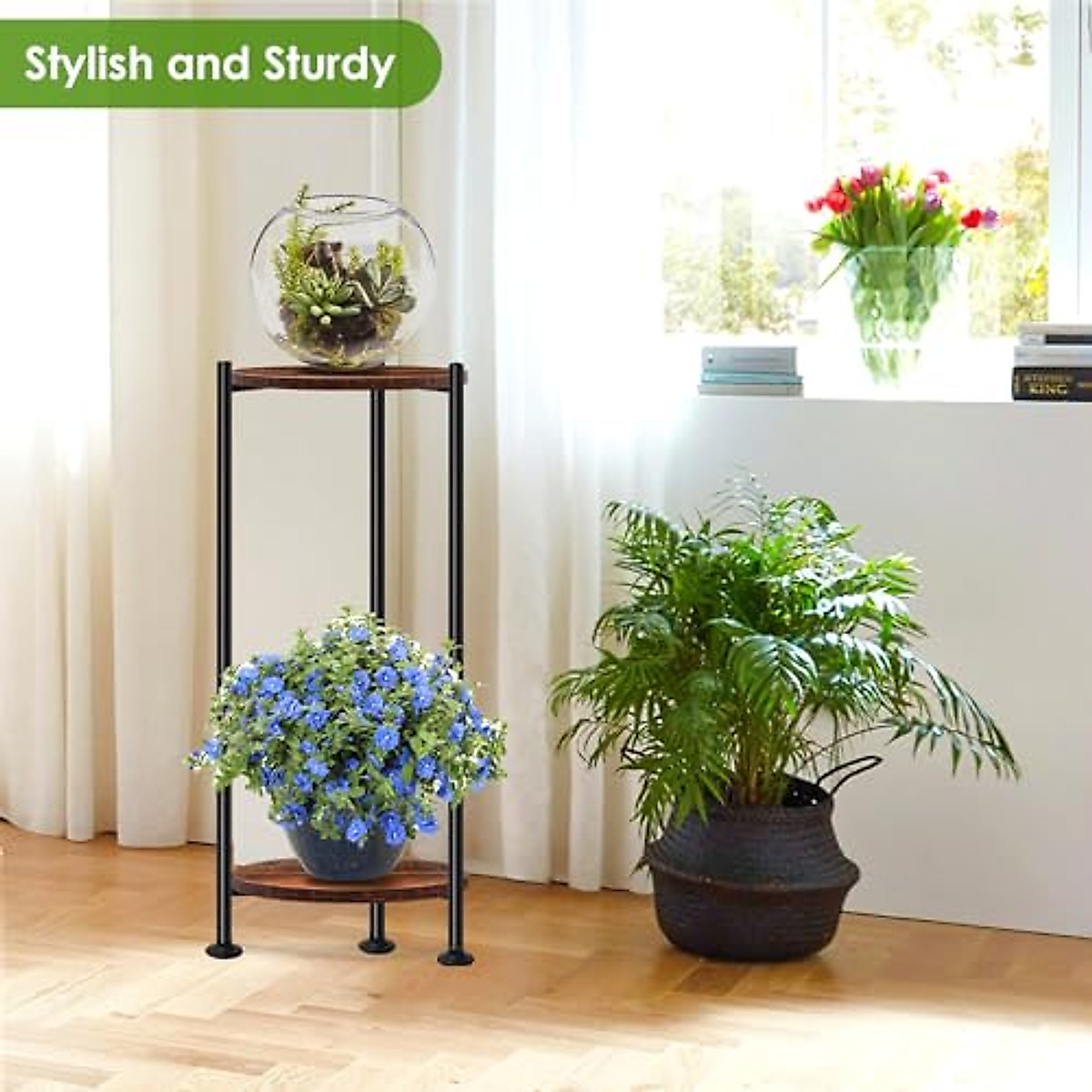 Lilybud--lily Plant Stand Indoor Outdoor, 30'' Tall Plant Stands for Indoor Plants, Heavy Duty Indoor Plant Stands, 2 Tier Flower Stand for Living Room, Balcony, Deck