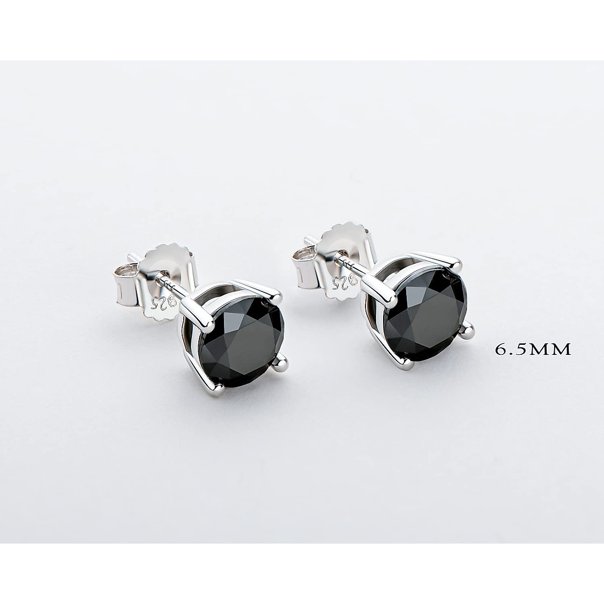 Black Moissanite Earrings 3MM to 8MM for Men Women, Lab Created Diamond 925 Sterling Silver Hypoallergenic Stud Gemstone Earrings, 18k Gold Plated, Jewelry Gifts (4MM)