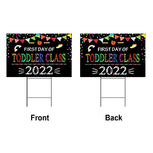 First And Last Day of School Yard Lawn Sign 12x18 Inch 1st Day School Photo Prop Double Sided Yard Sign for Rent House Party Decorations Props