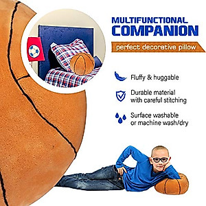 Plush Basketball | Fluffy Stuffed Basketball Plush Toy | Soft Stuffed Basketball Plush | Basketball Plush Toys | Gift for Toddler Boys | 8” Diameter