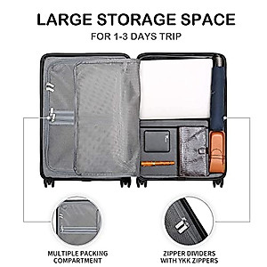 LEVEL8 Elegance Carry On Suitcase, 20” Hardside Luggage with TSA Lock, Spinner Wheels - Blue Grey