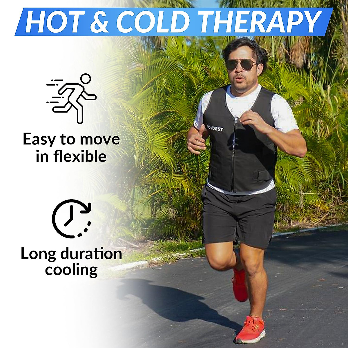 Coldest Cooling Vest - Adjustable Vest Jacket for Hot Weather, Reusable Ice packs, Ice Vest for Men & Women for Cycling, Running, Athletes