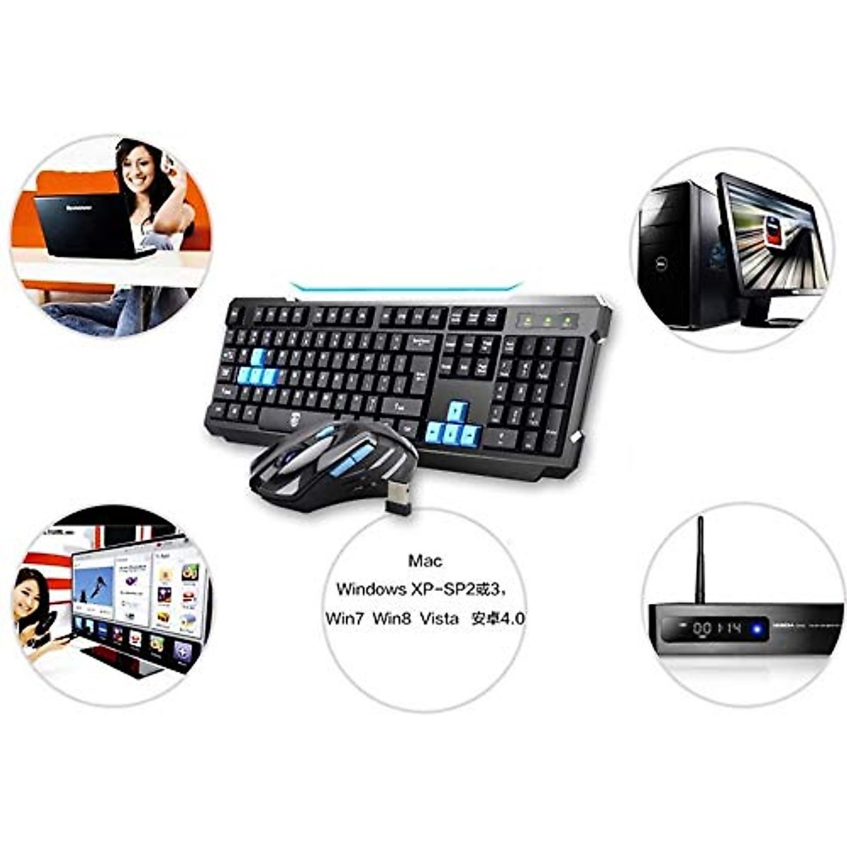 UniFire V60 Waterproof 2.4G Wireless Gaming Keyboard with Mouse DPI Control For DESKTOP PC Laptop Wireless Keyboard Mouse Combos (black)