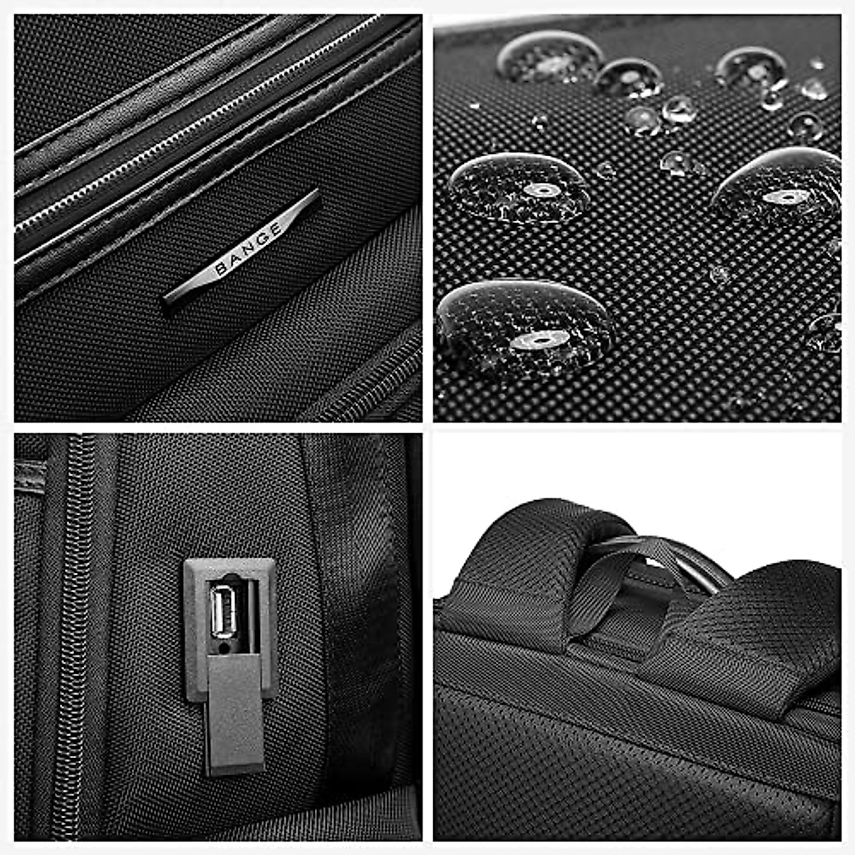 BANGE Travel Backpack, Business Durable Laptops Backpack with USB Charging Port, Computer Backpack for Men & Women Fits 15.6 Inch Notebook