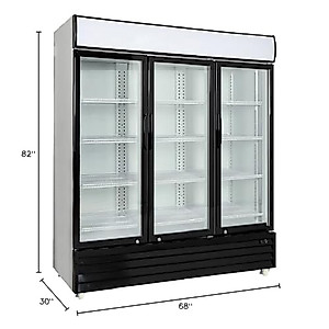 Procool Refrigeration Commercial 3-Door Merchandiser - High Efficiency Glass Front Display Cooler; 53 Cubic Ft., black, white, CST-1600-HE