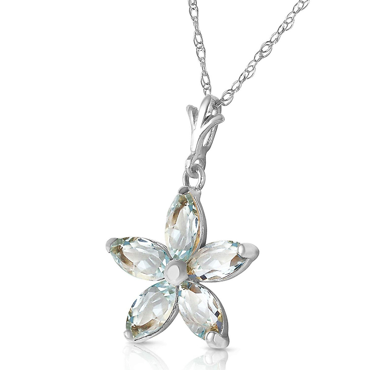 Galaxy Gold GG 14k 20" White Gold Necklace with Aquamarine Flower Pendant
