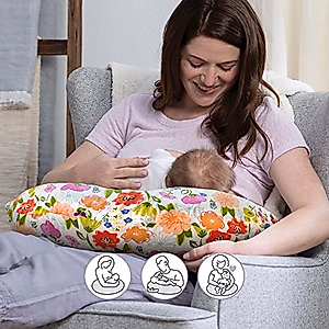 Boppy Original Support Nursing Pillow, Multicolor Spring Flowers, Ergonomic Breastfeeding, Bottle Feeding, and Bonding, Firm Hypoallergenic Fiber Fill, Removable Cover, Machine Washable