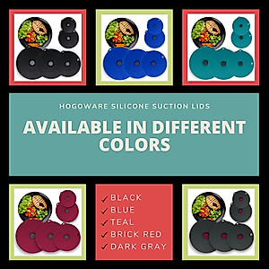 HOGOWARE Set of 5 Premium Silicone Lids for Bowls and Food Covers - 6, 8, 10, 12, 13.5" - Brick Red Suction Lid - Reusable - Microwave Airtight Seal Lid Covers for Pots, Pans, Bowls, Cups, Skillets