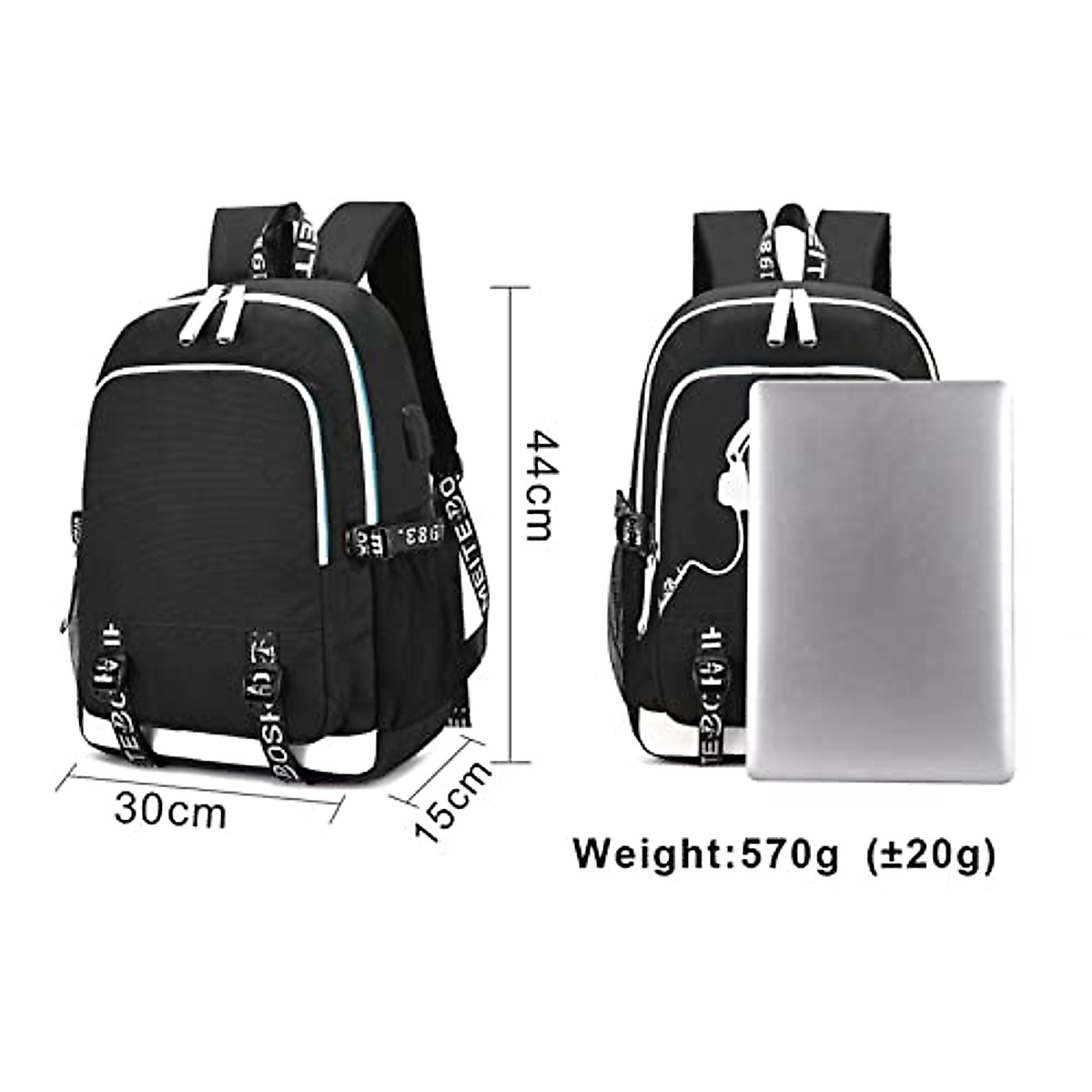 KBIKO-zxl Boys Cristiano Ronaldo Backpack-Durable School Bookbag Lightweight Laptop Knapsack with USB Charging Port