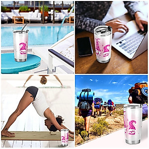 Jihqo Pink Cute Gnomes Tumbler with Lid and Straw, Insulated Stainless Steel Tumbler Cup, Double Walled Travel Coffee Mug Thermal Vacuum Cups for Hot & Cold Drinks 20oz