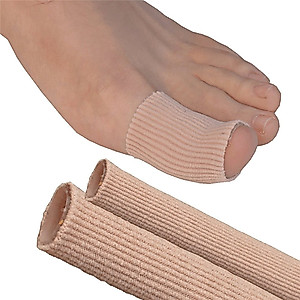Cuttable Toe Tubes Sleeves 5 Pack, Made of Elastic Fabric Lined with Silicone Gel. Toe Sleeve Protectors Relief Toe Pressure Pain, Corn and Calluses Remover