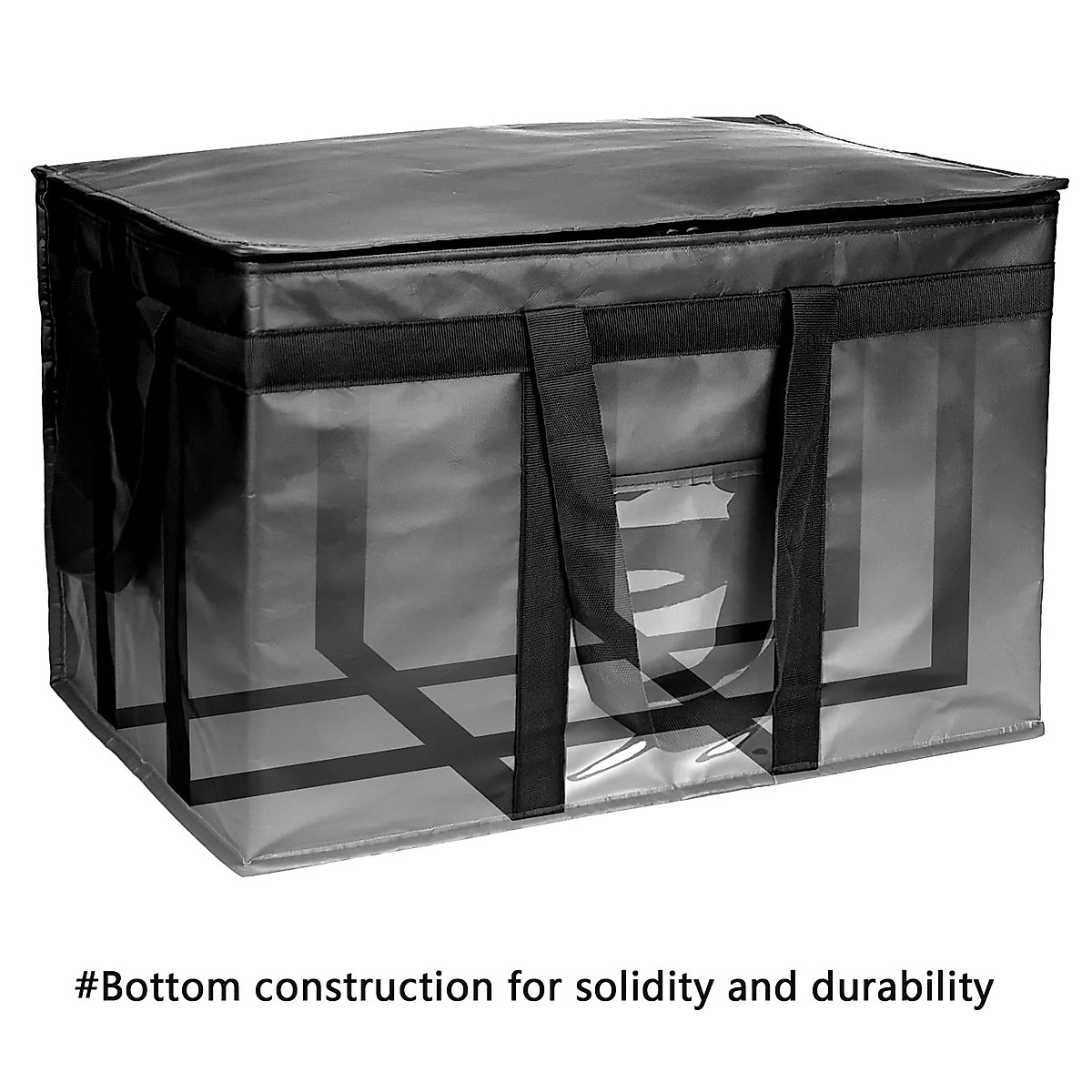 XXXL Large Insulated Cooler Bag, Double Zipper Food Delivery Bag, Styrofoam Cooler of Keep Food Cold or Hot, Easy to Clean, Ideal for Professional Food Groceries Delivery Restaurant(Black, 3XL)