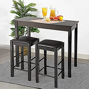 Dining Room Table Set for Small Spaces Furniture Set for Kitchen, Bar,Solid Wood Counter-Height Set Include 2 stools Kitchen Table Dining Table Set Bistro Table Set bar Table and Chairs Set