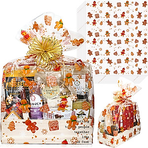 AnapoliZ Christmas Cellophane Wrap Bags | (10 Pcs) X-Large 24” in X 30” in | 2.5 Mil Thick Crystal Clear Cellophane Bags for Christmas Baskets | Gifts, Baskets Wrapping | Christmas Gingerbread Bags