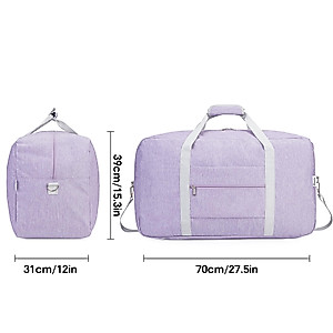 Extra Large Travel Duffel Bag Foldable Weekender Packable Lightweight Luggage Bag Overnight for Women and Men 85L (Purple (With Shoulder Strap))