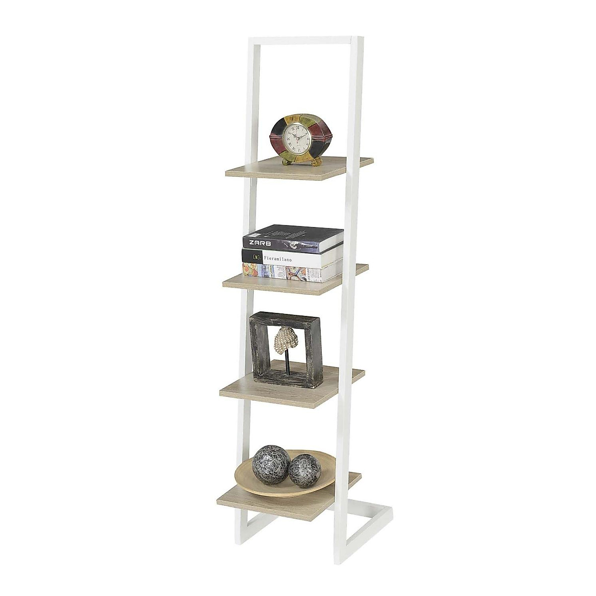 Convenience Concepts Designs2Go 4 Tier Ladder Bookshelf, Ice White / White