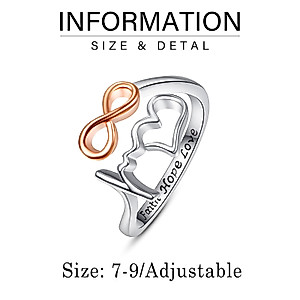 Dreamboat Infinity Heart Rings for Women 925 Sterling Silver Heartbeat Faith Hope Love Open Band Finger Ring Birthday Christian Jewelry Gift
