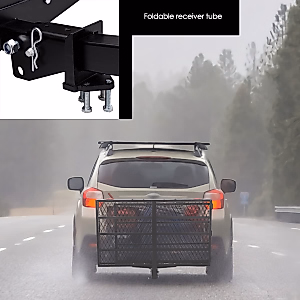 IRONMAX Hitch Cargo Carrier with Ramp, Heavy Duty Folding Mobility Scooter Wheelchair Hitch-Mounted Carrier for Car, Truck, SUV, RV, 500LBS Weight Capacity