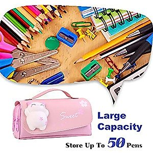 Pencil Pouch for Girls, Multi Compartments Large Capacity Pencil Pouch Pen Bag for Teen Girl Women,Students Adults Stationery Organizer Makeup Bag