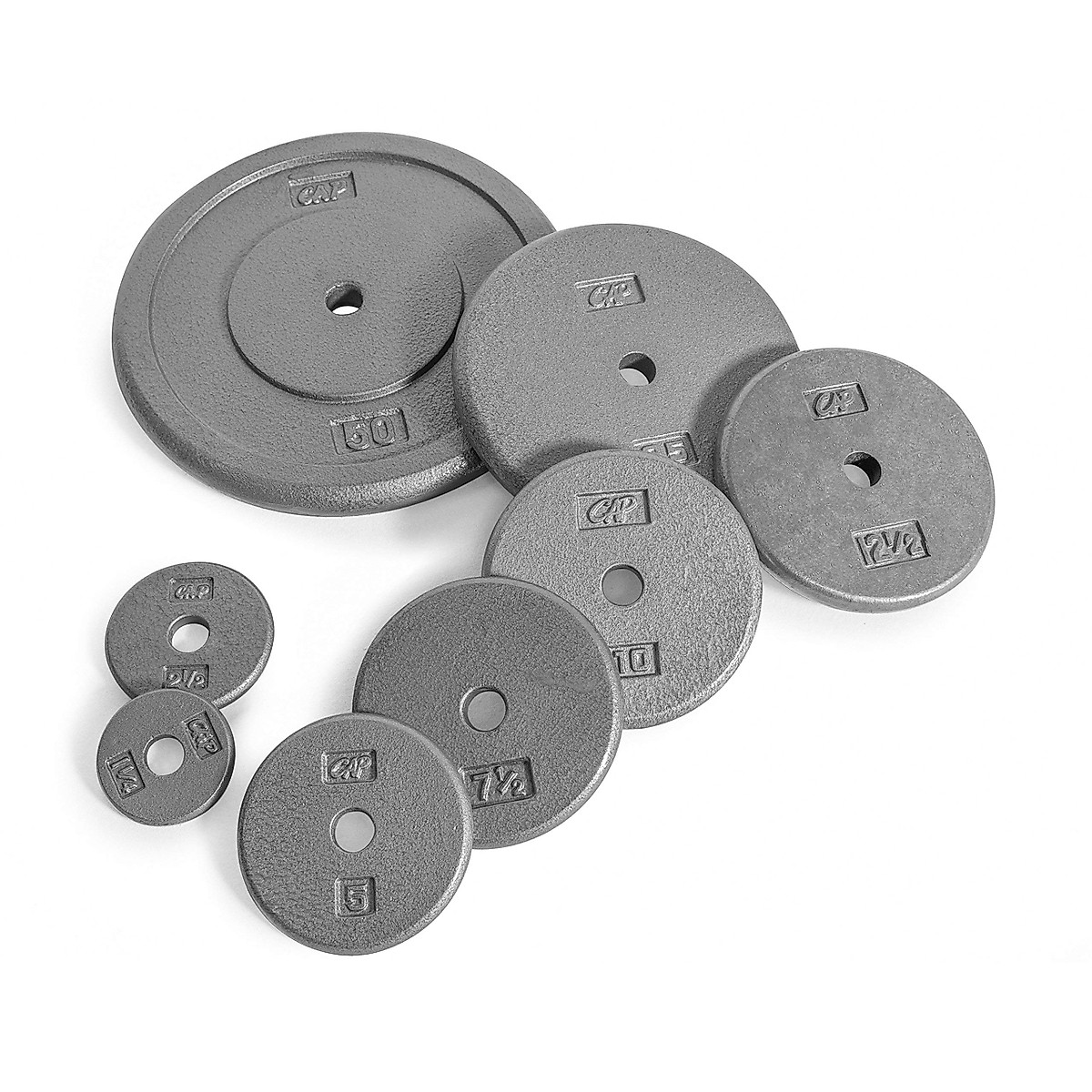 CAP Barbell Cast Iron Standard 1-Inch Weight Plates, Gray
