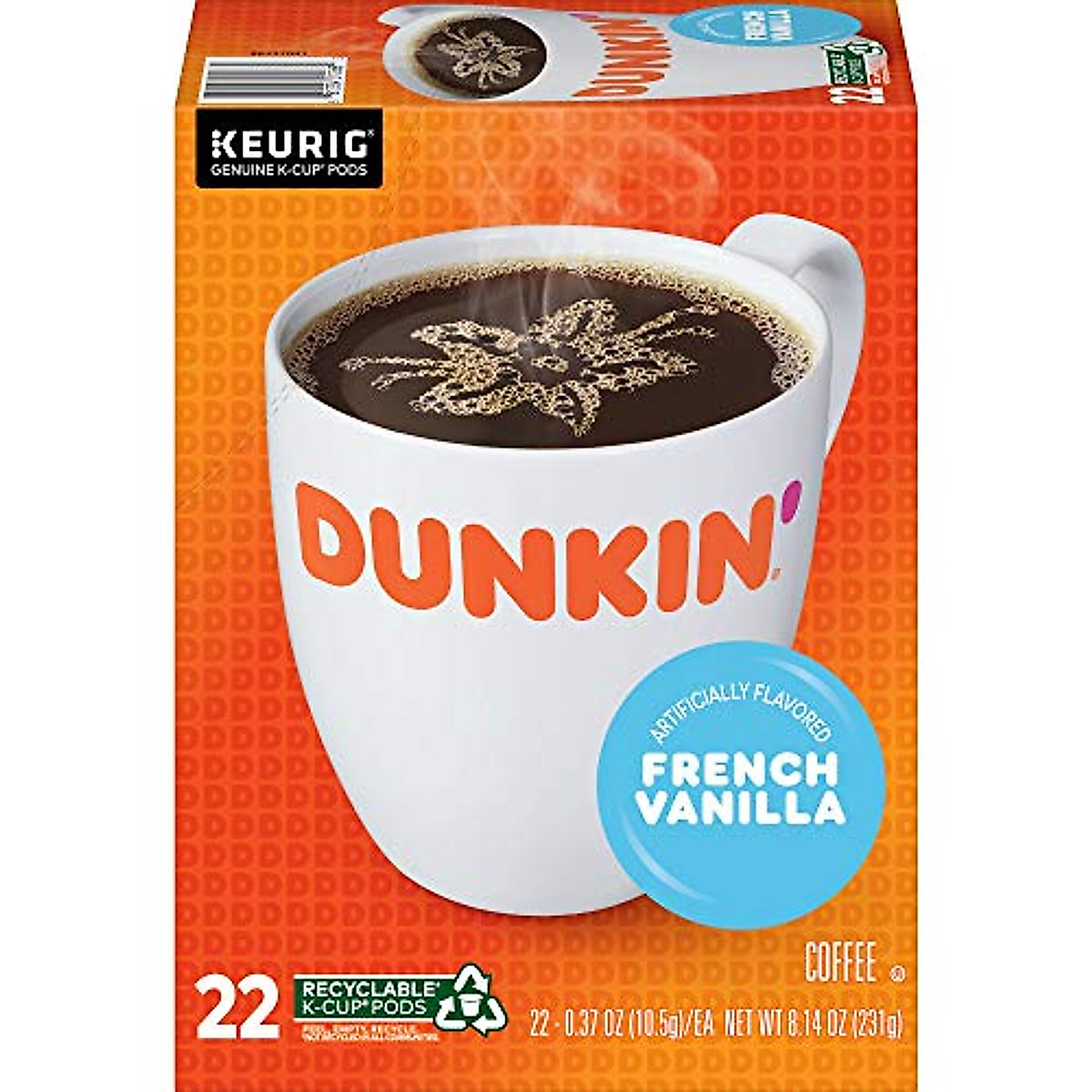 Dunkin' French Vanilla Flavored Coffee, 22 Keurig K-Cup Pods