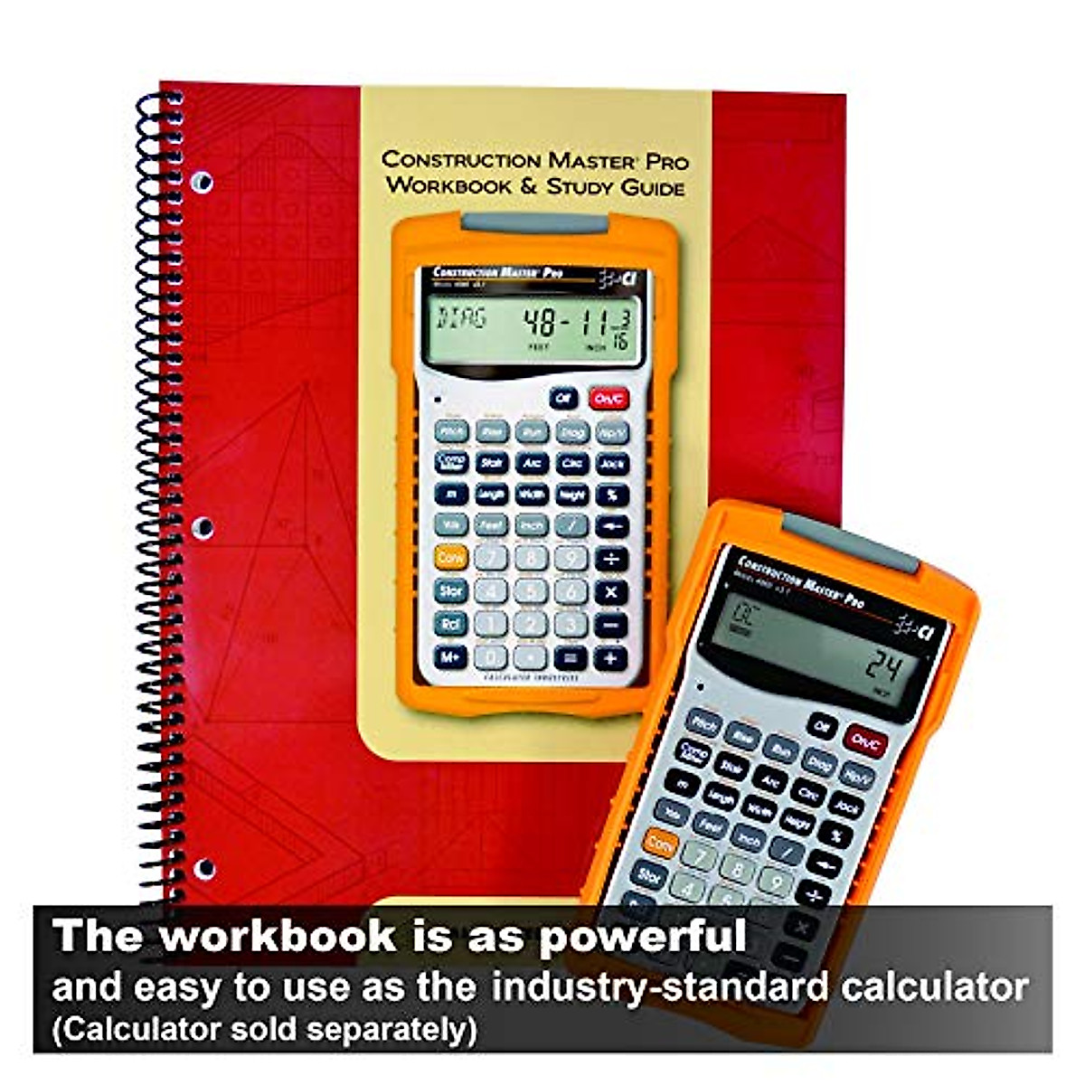 Calculated Industries 4019 Material Estimator Calculator,Yellow & Calculated Industries 2140 Construction Master Pro Workbook and Study Guide | 4 Comprehensive Sections